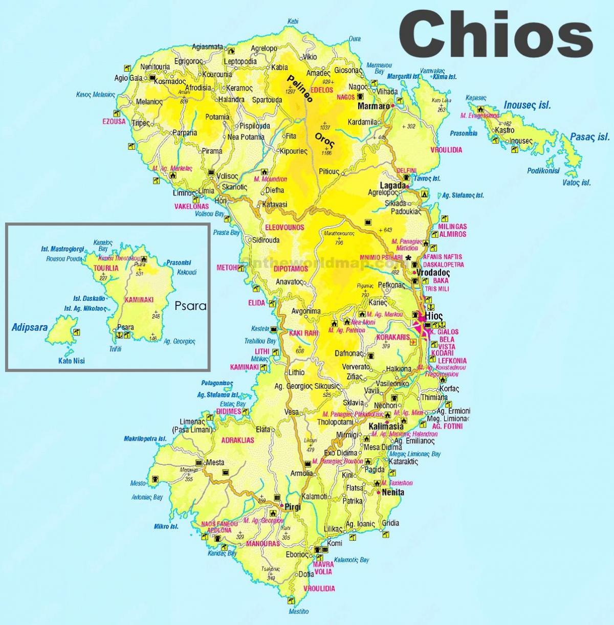Chios Grecia mappa - Mappa di chios in Grecia (Europa del Sud - Europa)